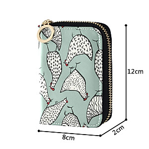 MOYYO RFID Credit Card Holder Case Beautiful Chickens Leather Printed Zipper Card Case Wallet for Women Girls