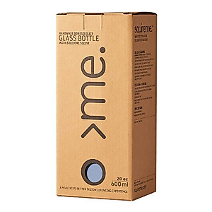 SQUIREME. Y1 Borosilicate Glass Water Bottles, Clear Bottle, Reusable, BPA Free, Tumbler, Dishwasher Safe, Drink Container, Silicone Sleeve, Easy-Off Lid, Hot and Cold Liquid, Moonshadow 20oz