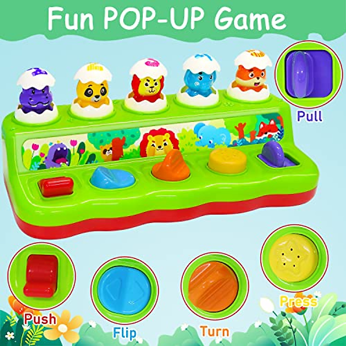 Cieyan Interactive Pop Up Animals Toy with Music and Light, Animal Sound, Hammer, Baby Toys 12-18 Months 9+ Months, Cause and Effect Toys for 1 Year Old Boy Girl Toddler Toys Age 1-2 Baby Musical Toys