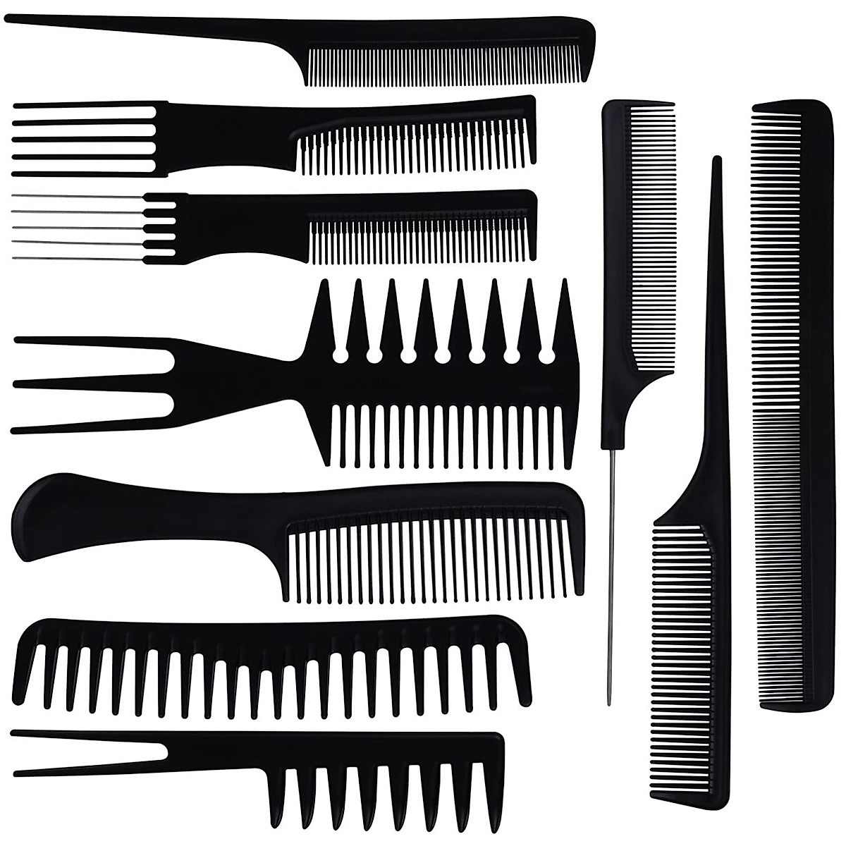 16Pack Styling Comb Set for Women:10Pcs Hair Stylists Styling Comb and 6Pcs Alligator Styling Sectioning Clips,Professional Hair Comb Set Great for All Hair Types,Can Meet Your Different Needs (Black)