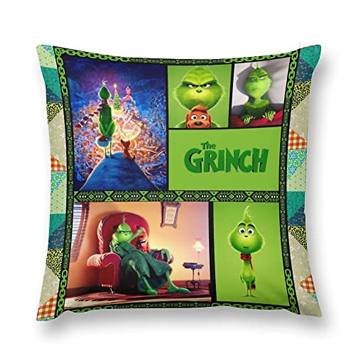 Christmas Green Monster Blanket, Ultra Soft Flannel Fleece Throw Blankets Lightweight Warm Travel Blankets with 1 Throw Pillow Covers for Couch Sofa Bed Kids Adults All Season