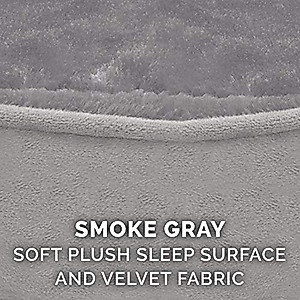 Furhaven Orthopedic Dog Bed for Medium/Small Dogs w/ Removable Washable Cover, For Dogs Up to 18 lbs - Plush & Velvet Oval Lounger - Smoke Gray, Medium