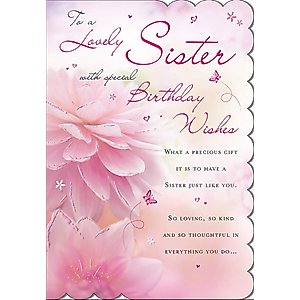Piccadilly Greetings Birthday Card Sister - 9 x 6 inches - Regal Publishing,Pink|red|White