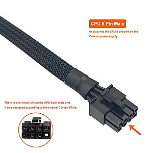YEZriler (2-Pack) 8 Pin PCIe Cable for Corsair PSUs, ATX CPU 8 Pin Male to PCIe 8 Pin (6+2) Male Power Adapter Sleeved 25-inch (63cm)