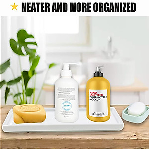 Small White Ceramic Tray, Rectangle Kitchen Sink Trays, Bathroom Holder & Organizer for Soap, Candles, Towel, Plant