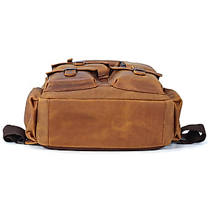 Polare Cowhide Leather Multiple Laptop Backpack Day Pack Travel Bag Satchel For Men