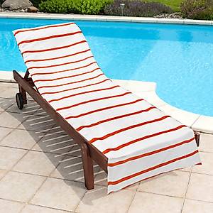 Hedume 2 Pack Chaise Lounge Covers, Classic Lounge Chair Cover Towel, Pool Lounge Chair Cover for Outdoor Beach Furniture, Patio Chaise Seat Lounge Chair, 30" x 84"