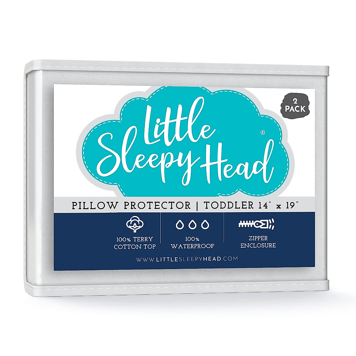 Little Sleepy Head Toddler / Travel Pillow Protectors for Pillows 13x18 and 14x19 (2-Pack)