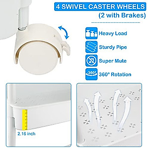 Volnamal Baby Diaper Cart, Plastic Baby Diaper Caddy Baby Organizer for Nursery Diaper Cart with Wheels Baby Essentials Storage Cart, White