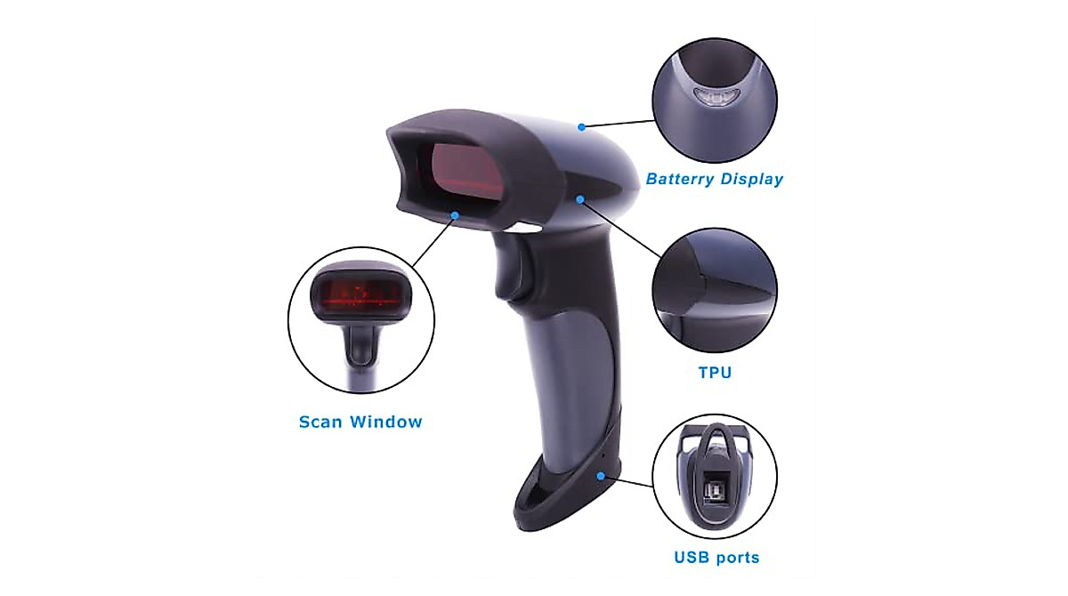BEVA 2-in-1 Wireless & Wired 1D Barcode Scanner - Fast & Durable