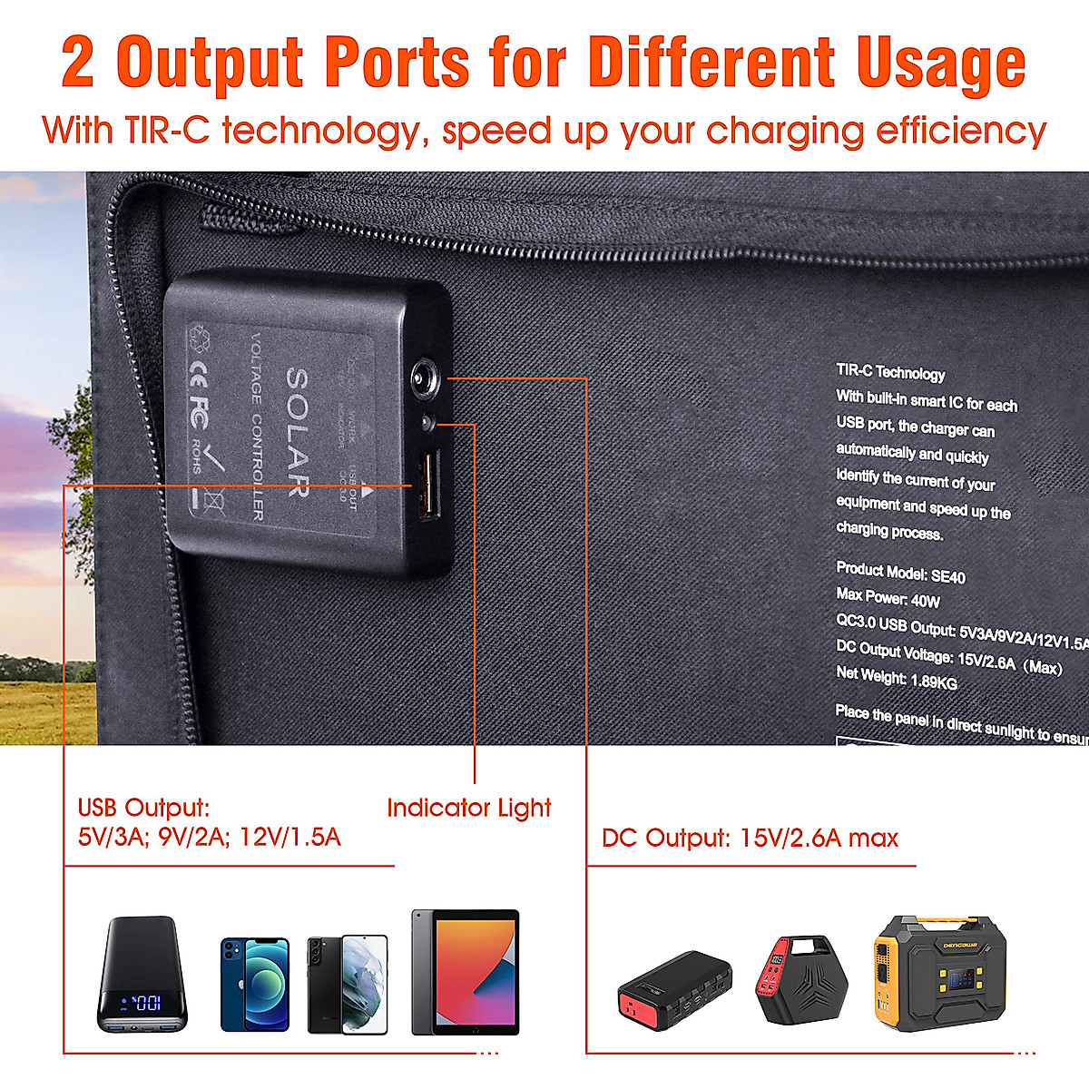 250W Portable Power Station with 40W Solar Panel, Solar Power bank with AC Outlet 67500mAh, Solar Generator Outdoor for Tent Camping, RV Travel and Home Emergency