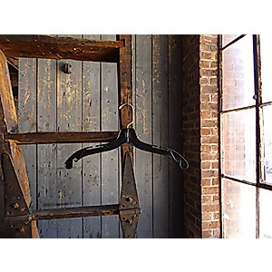 NAHANCO 2505MG Plastic Shirt Hanger, Middle Heavy Weight, 17", Black with Molded Rubber Grippers and Chrome Hook, Black (Pack of 100)