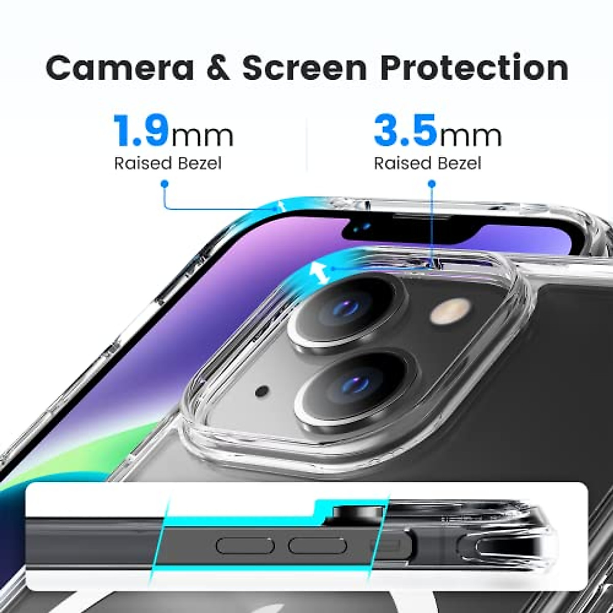 Mkeke MagSafe iPhone 13/14 Clear Case - Military Grade Protection, Slim TPU Bumper, Magnetic Shock-Absorbent Cover