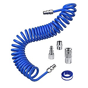 SARDVISA 25 Feet Repairable EVA Recoil Air Hose, Air Compressor Hose with 1/4" NPT Industrial Universal Quick Coupler and I/M Plug Kit, 200PSI Max Air Tool Hose