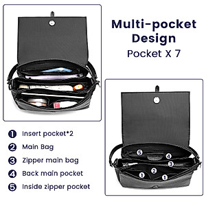 SHESTORY Women Genuine Leather Shoulder Bags Crossbody Purses for Lady Handbag (Black)