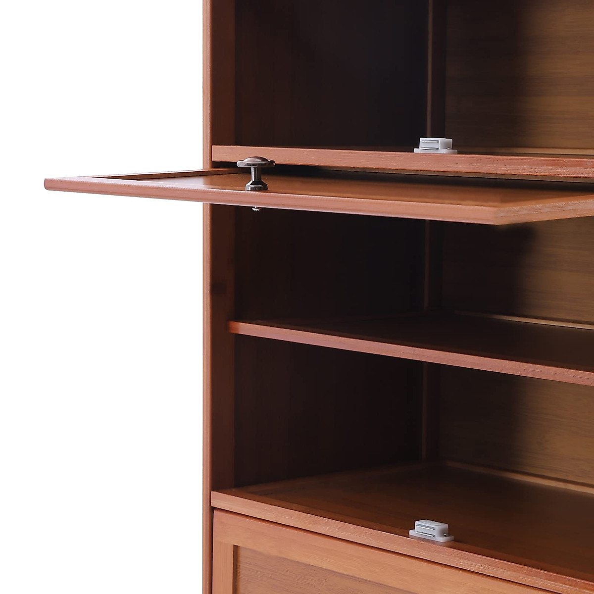 RIQUIPAI 10 Tier Shoe Storage Rack, Tall Bamboo Shoe Cabinet with Concealed Sliding Door & Raised Legs, Freestanding Shoe Rack for Living Room, Bedroom, Apartment, Entryway