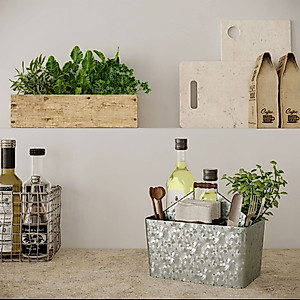 Barnyard Designs Galvanized Metal Kitchen Utensil Holder for Countertop, Farmhouse Kitchen Utensil Holder for Kitchen Counter, Decorative Kitchen Utensil Holder Large Rustic Utensil Caddy, 11.25x5.5