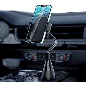 Cup Holder Phone Mount [Extendable Base & Adjustable Gooseneck] Car Phone Holder Mount Long Neck Cell Phone Holder Car Mount for iPhone Automobile Cradle Friendly Vehicle Fit for iPhone,Samsung,LG