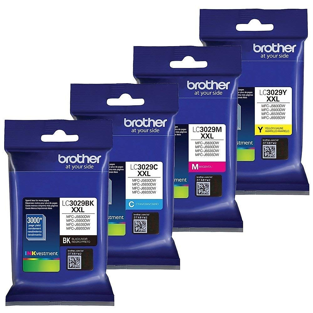 Brother LC-3029XXL Ink Cartridge Set of Black, Cyan, Magenta, Yellow in Retail Packing
