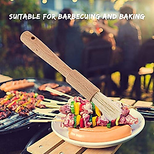 Wooden Barbecuing Brush Oil Basting Baking Brush Oil Sauce Butter Kitchen Tool(Round Handle)