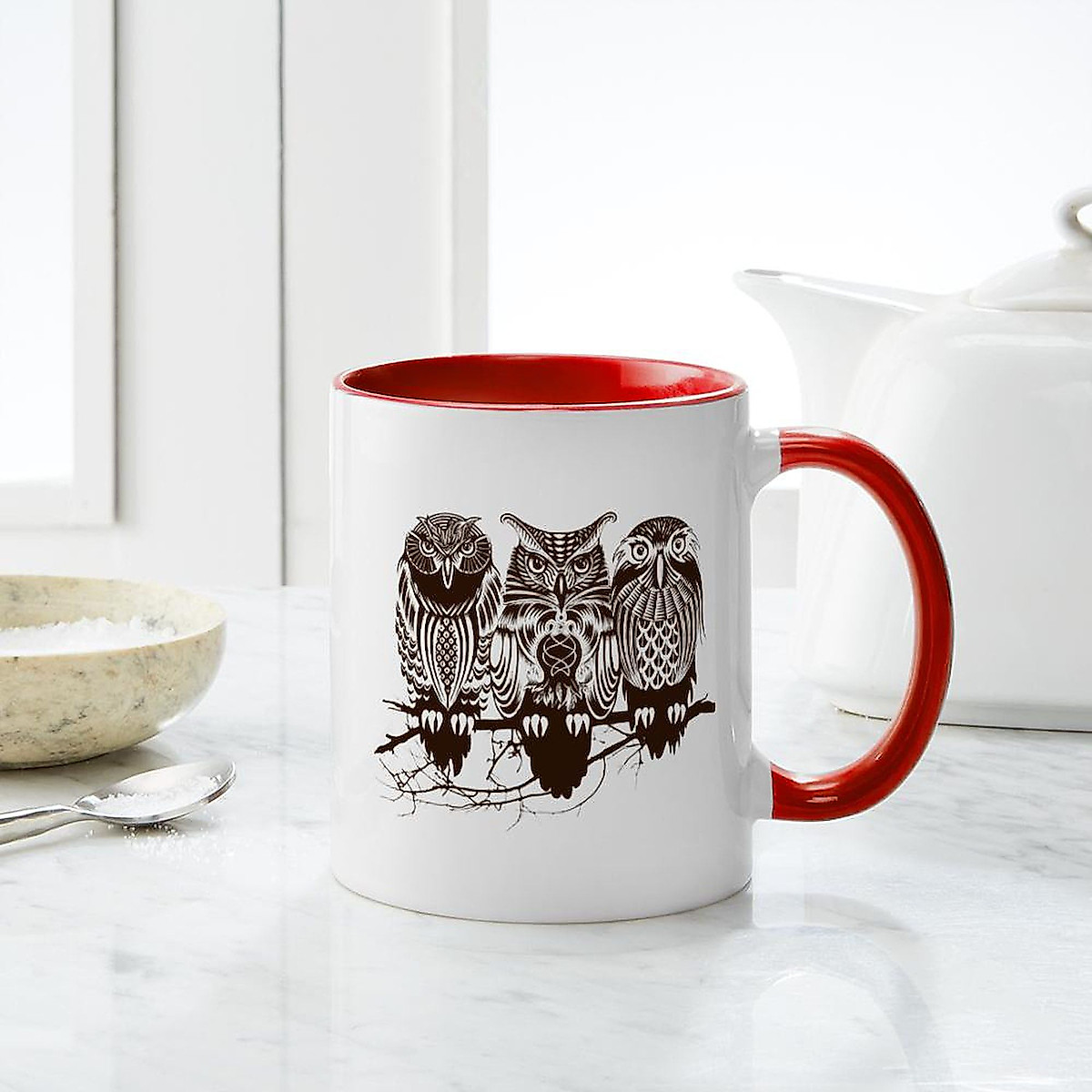 CafePress Three Owls Mugs Ceramic Coffee Mug, Tea Cup 11 oz