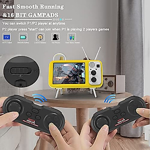 Retro Handheld Emulator Game Console with 5000 Classic Video Games,4.0Inch Screen Mini Game Machine Support for Connecting TV and Two Players, Present for 12 Years up (Yellow)