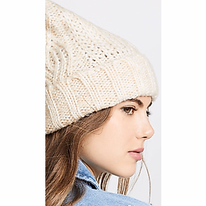 Free People Women's Harlow Cable Knit Beanie, Ivory, Off White, One Size