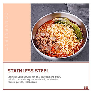 Kichvoe Korean Bowl Soup Bowls Ramen Noodle Bowls Stainless Steel Bowl Korean Bowls Double Walled Serving Bowl for Udon Pho Dessert Cereal Salad 15cm Metal Bowls