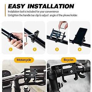 Cycleafer Bike Phone Holder & Motorcycle Phone Mount for Hands-Free Navigation with iPhone 14 Plus/Pro Max, 13 Pro Max, S9, S10 & Other 4.7"-6.8" Smartphones, Scooter Phone Clip