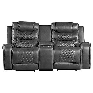 Lexicon Derringer Wall Hugger Power Double Reclining Loveseat, Gray