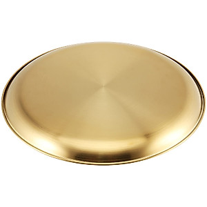 JOIKIT 4 Pack 12 Inch Gold Stainless Steel Plate, Round Metal Dinner Plates, Kitchenware Dinner Dishes Serving Tray Large Camping Plates for BBQ, Snack, Food Serving, Dishwasher Safe