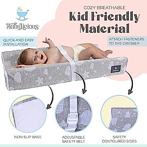 Waterproof Baby Changing Pad | Contoured Non Slip Infant Table Topper Changer Mat with Security Straps for Changing Table | Cozy Breathable Washable Diaper Change Table Pad for Babies by Babylicious