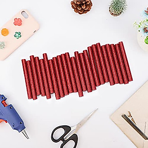 Glitter Red Hot Glue Sticks, ENPOINT 24 PCS Full Size Hot Melt Glue Sticks, Blood Red Adhesive Glue Stick Strips for Art Craft School Office Home Projects and Repairing Sealing, 4" Long x 0.43" Dia