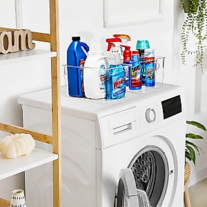 Sorbus 2 Pack Large Clear Plastic Storage Bins, Clear Organizer Bins with Handle for Kitchen, Pantry, Cabinet, Refrigerator, Craft, Toys, Clothes, Closet, Under Sink, Bathroom Organizers and Storage