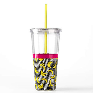Mustard Banana Double Wall Plastic Straw Cup, 20oz, 568ml, Large