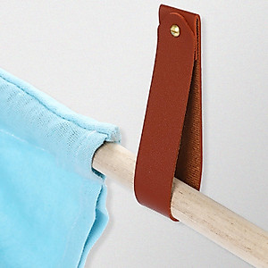 Xthrotsenk 6 Pcs Leather Wall Hooks Curtain Rod Holder Leather Lanyard Wall Hanging Straps Leather Strap Hanger Towel Leather Hook Wall Mounted Leather Loop for Bathroom Kitchen Walls(Brown)