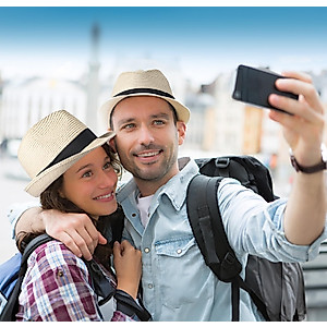 DressVoguer Straw Fedora Hat for Women Men Short Brim Panama Hat Roll Up Trilby Summer Beach Sun Hat UPF 50+ Beige