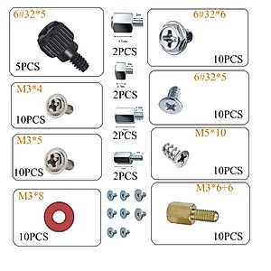 SGTKJSJS PC Computer Screws Kit, M.2 Standoff and Screw for Motherboards, Case, SSD, Fan, Power, Graphics - 91 Pcs