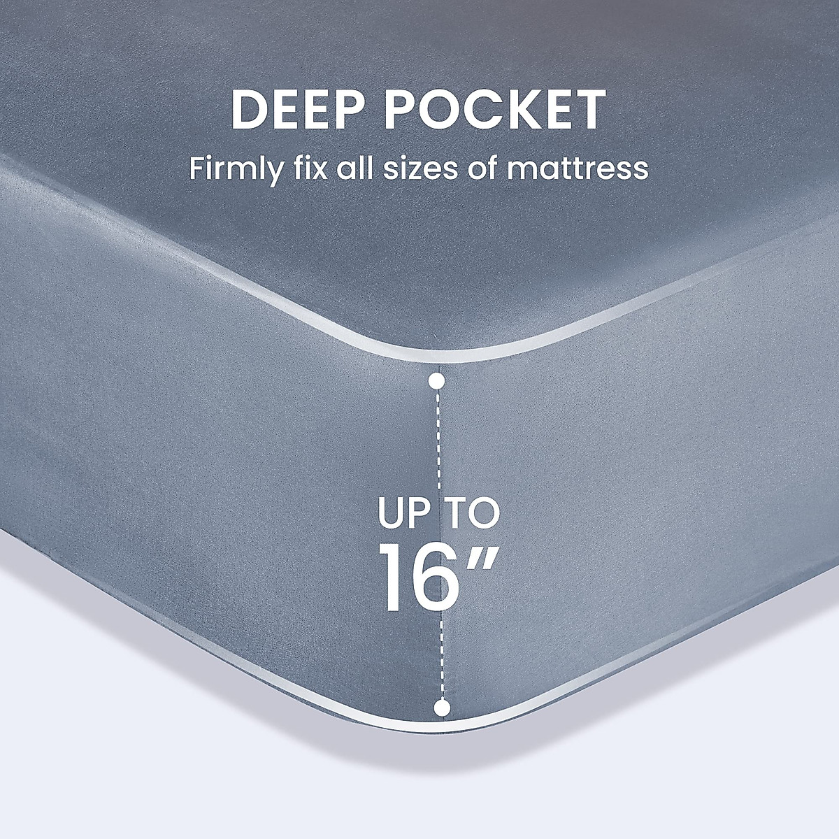 SLEEP ZONE® Nanotex® Super Soft Cooling Full Size Bed Sheets Set 4 Piece - Easy Care Fitted Flat Sheet & Pillowcase Sets - Wrinkle Free, Fade Resistant, Deep Pocket 16" (Flint Blue, Full)