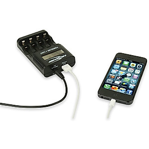 Ansmann 1001-0011-US-590-10 Powerline 4 Light AA/AAA Smart Battery Charger + USB-Port LCD-Display + 4X Fujitsu AA Batteries