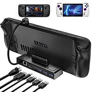 ANNAPRO Docking Station for Steam Deck/Steam Deck OLED & ROG Ally, 6-in-1 Dock with HDMI 2.0 4K@60Hz, Gigabit Ethernet, 3 x USB-A 3.0 and PD3.0 100W USB-C Full Speed Charging Port
