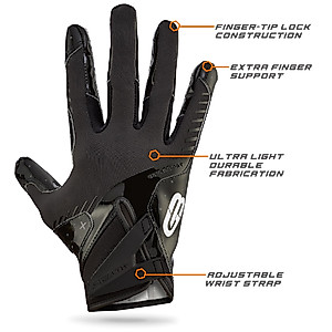 Grip Boost Football Gloves Solid Stealth 6.0 Boost Plus Men's Receiver Gloves - Adult and Youth Sizes (Solid Black, X-Large)