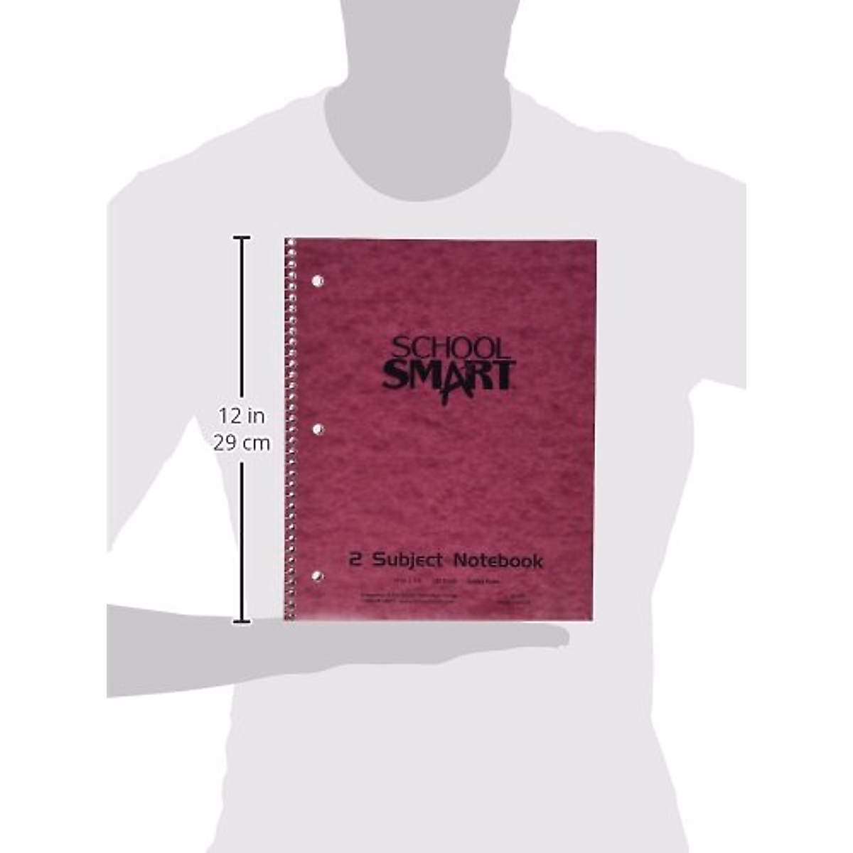 School Smart Spiral Perforated 2 Subject College Ruled Notebook, 11 x 8-1/2 Inches - 085315