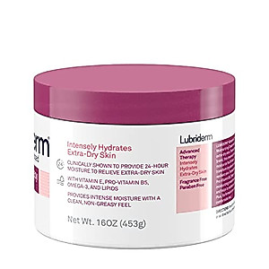 Lubriderm Advanced Therapy Fragrance-Free Moisturizing Cream with Vitamin E and Pro-Vitamin B5, Intense Hydration for Extra Dry Skin, Non-Greasy Formula, 16 fl. oz