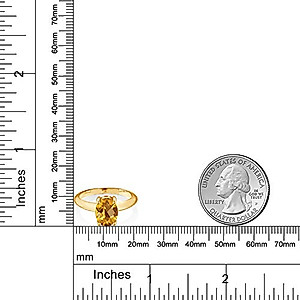 Gem Stone King 18K Yellow Gold Plated Silver 9X7MM Oval Gemstone Birthstone Solitaire Engagement Ring | Wedding Anniversary Promise Gold Ring For Women | Available In Size 5, 6, 7, 8, 9
