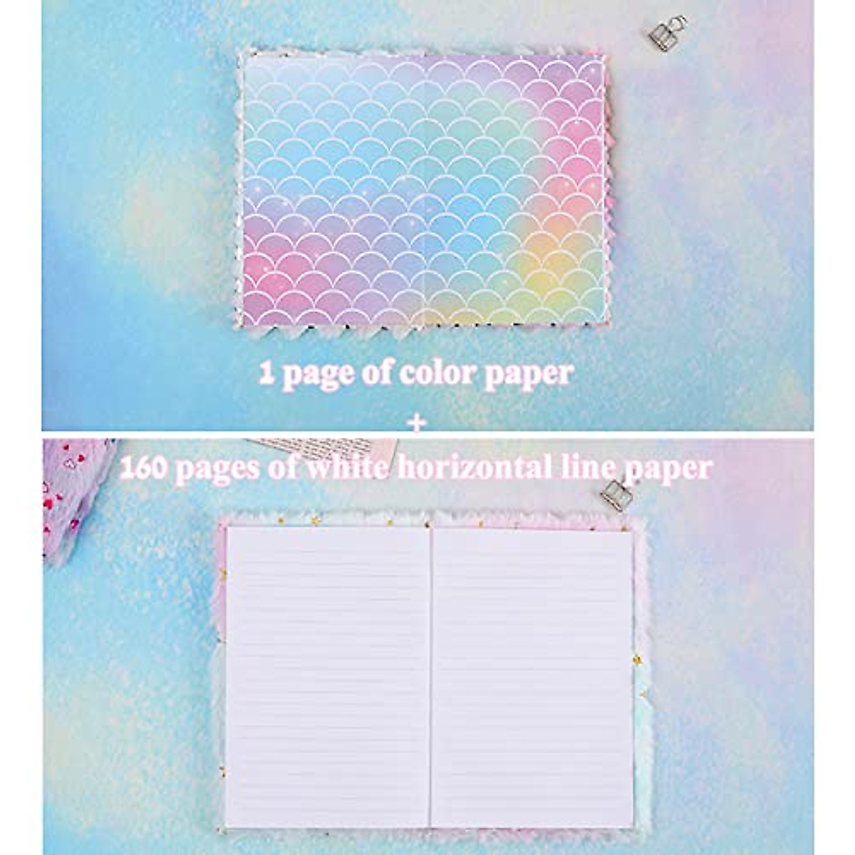 Garden Miller Plush Journal for Girls Ages 6-8-10-12, Kids & Teens Notebook Journals for Writing, Self-Expression & Creativity, Gift for Kids Girls, 8.5"x6",160 Pages(Colorful Heart)