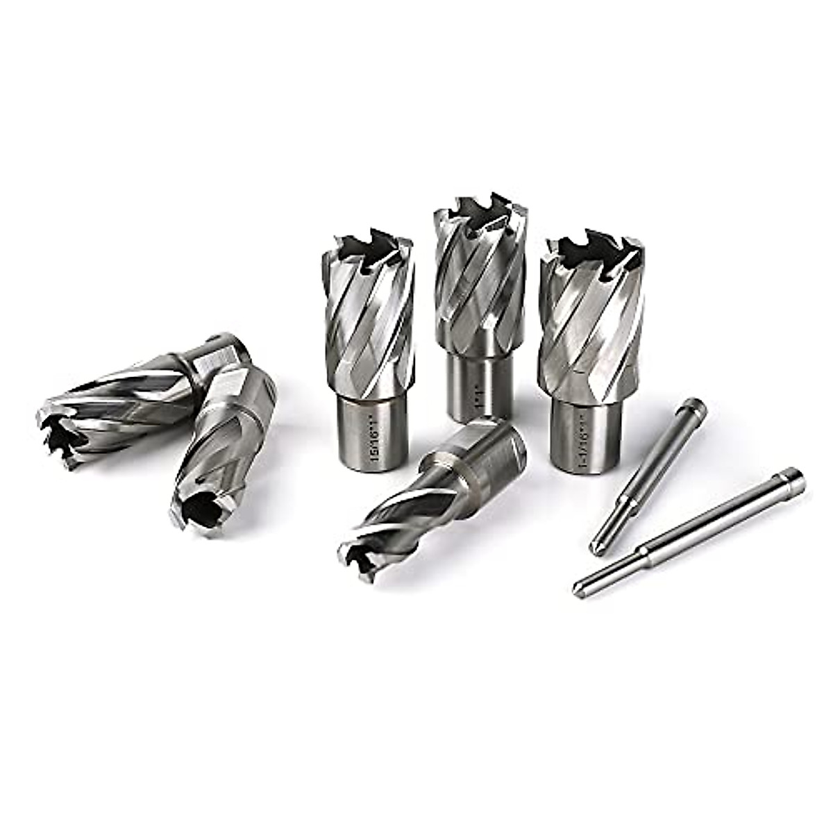 OSCARBIDE Annular Cutter Set 13pcs 3/4"Weldon Shank 1"Cutting Depth and 7/16 to 1-1/16 inch Cutting Diameter Mag Drill Bits for Magnetic Drill Press with 2 pcs Pilot Pins