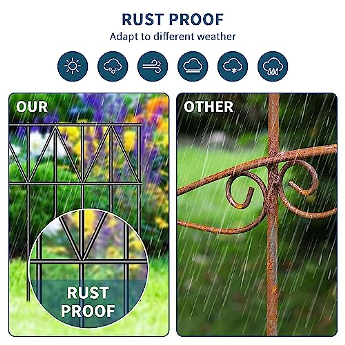 ZXMOTO Decorative Garden Fence for Rabbits 6 Pack,12in(H) x 10ft(L) Small Animal Barrier Fence No Dig Rustproof Metal Wire Panel Border for Dog,Cat, Fencing for Yard Patio Garden Outdoor