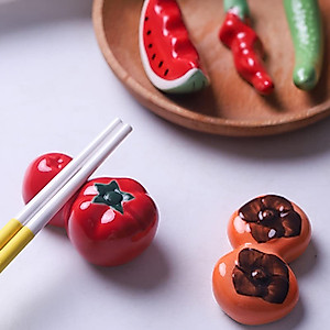 Ceramic Chopstick Holder Creative Fruit Chopstick Rest Spoon Fork Knife Rack Table Decor 6PCS