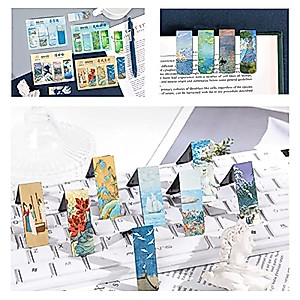 XINSHUN 4pcs/Set Magnetic Bookmarks Book Page Markers Clip Starry Sky Magnet Page Markers Set Assorted Bookmarkers Set World Famous Painting Magnetic Bookmark for Students Reading Book Lovers Ukiyo-e